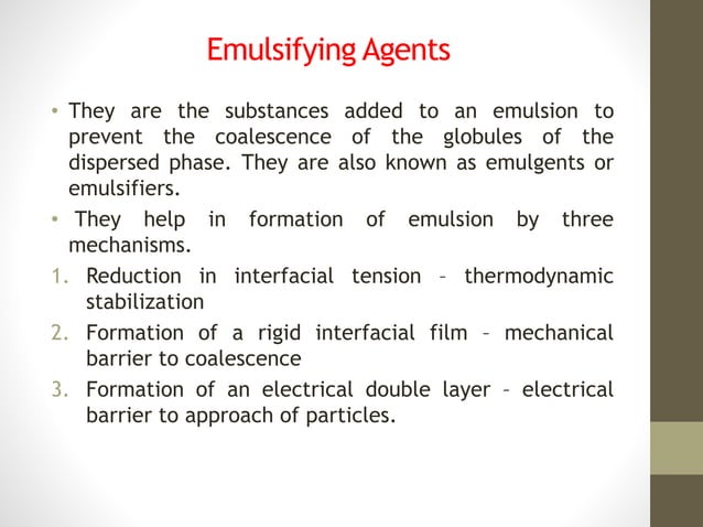 Pharm Excipients suspending and emulsifying agents | PPTX | Chemistry ...