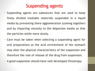 Pharm Excipients suspending and emulsifying agents | PPTX