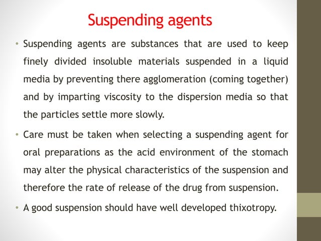 Pharm Excipients suspending and emulsifying agents | PPTX | Chemistry ...