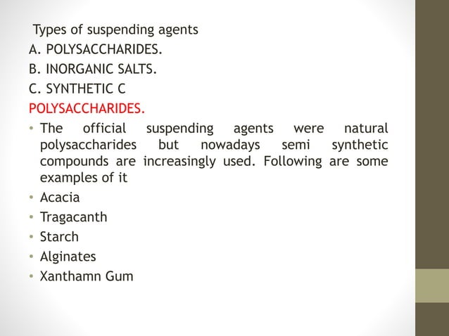Pharm Excipients suspending and emulsifying agents | PPTX | Chemistry ...