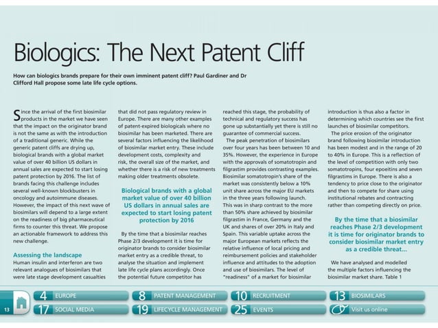 Biologics: the next patent cliff | PPT