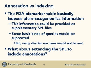 Pharmacogenomics annotation in drug structured product labeling for clinical decision support | PPT