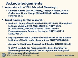 Pharmacogenomics annotation in drug structured product labeling for clinical decision support | PPT