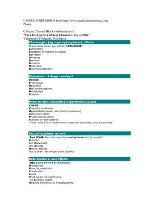 Pharm mnemonics | PDF