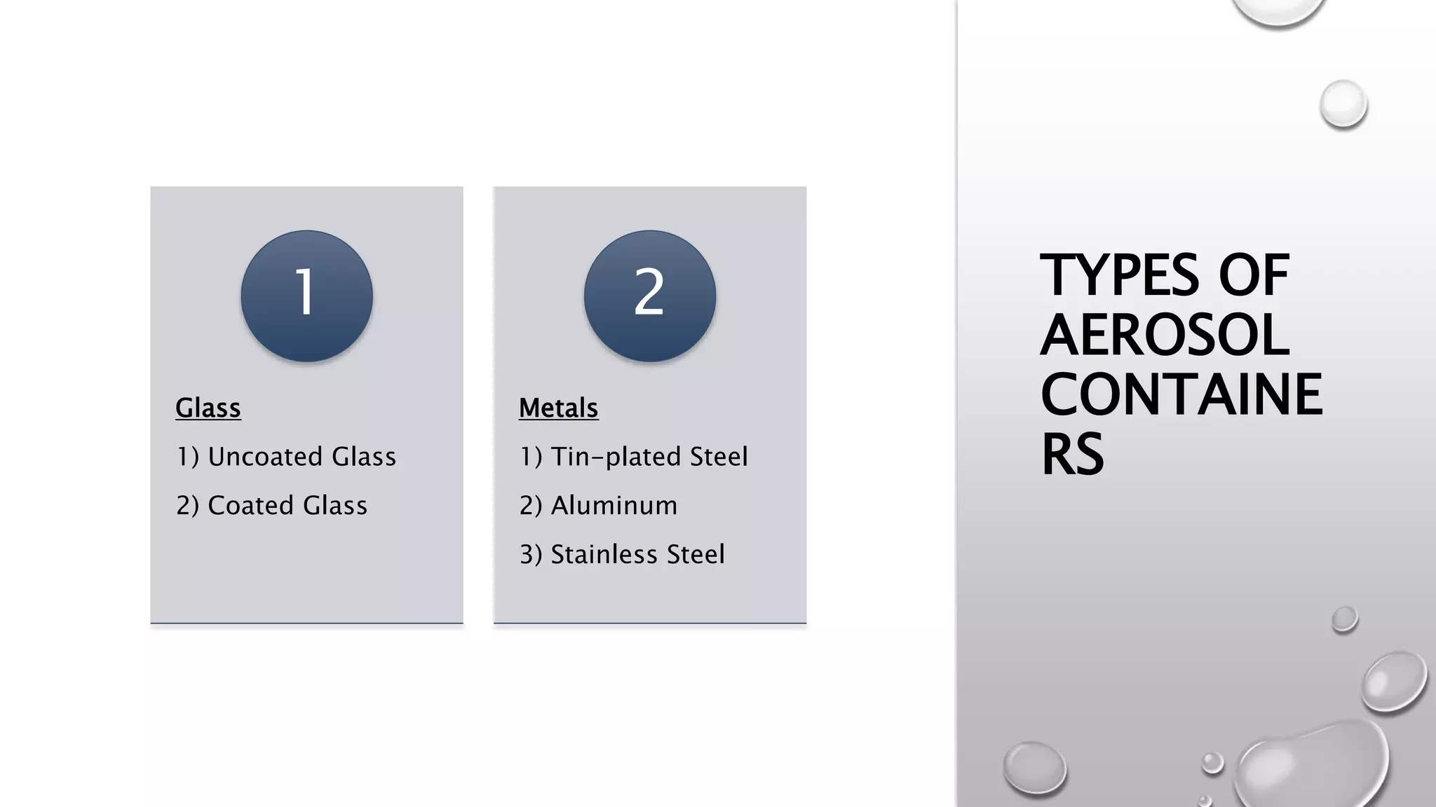 Aerosols Valve assembly & types of containers | PPTX