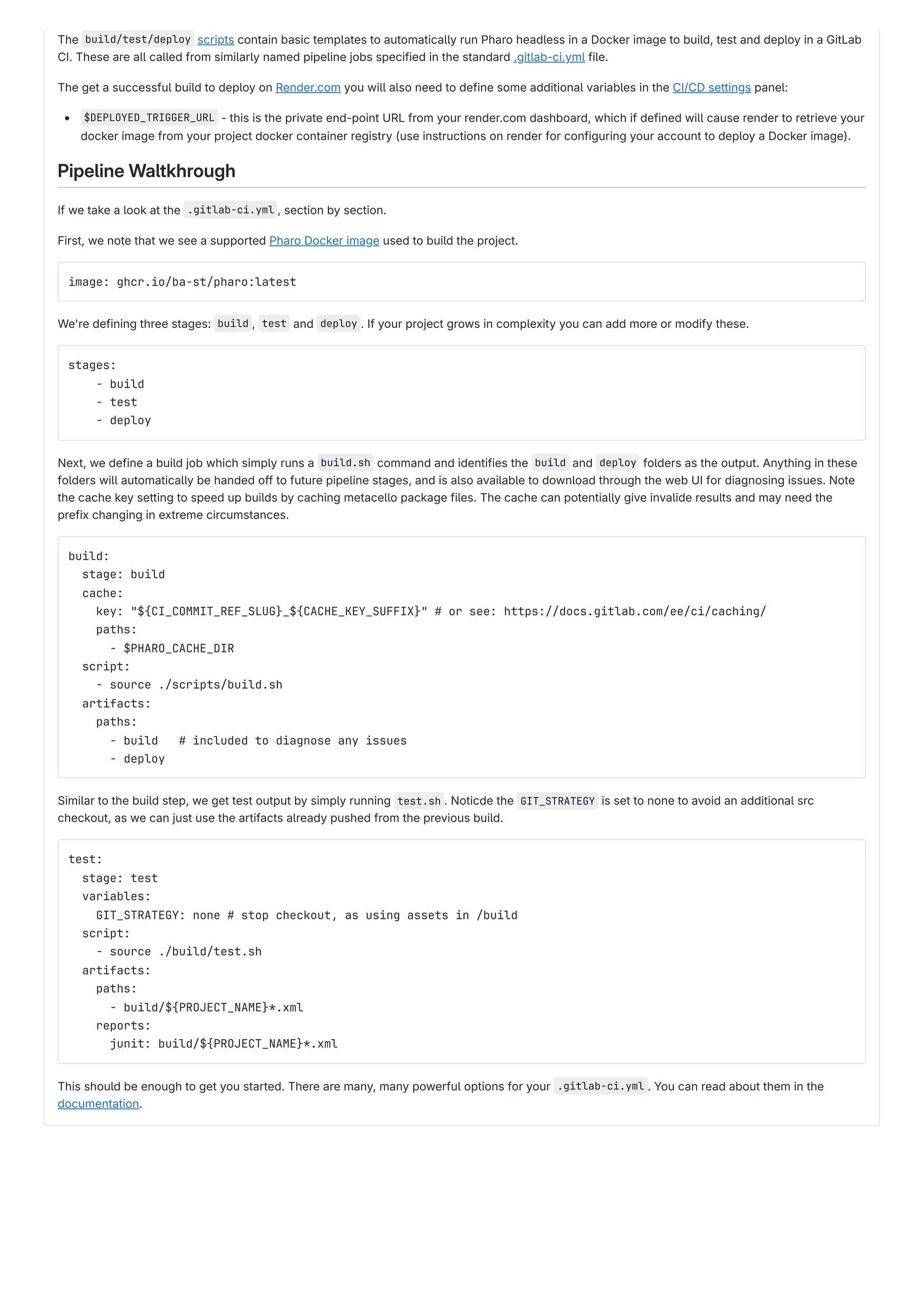 Pharo GitLab Example: This is a simple Pharo Smalltalk pipeline example | PDF