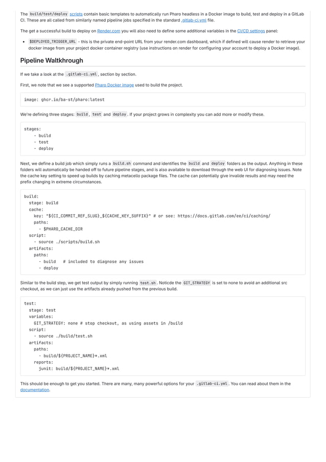 Pharo GitLab Example: This is a simple Pharo Smalltalk pipeline example ...