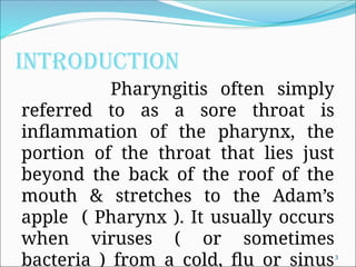 PHARYNGITIS FOR BSC NSG, GNM,MSC NURSING | PPTX