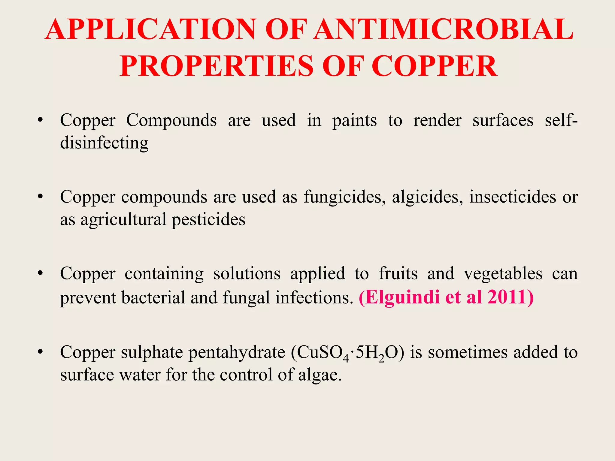 Exploring the Mechanism of Water Disinfection using Antimicrobial Properties of Copper | PPTX