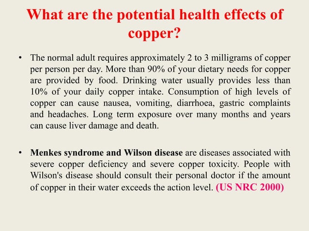 Exploring the Mechanism of Water Disinfection using Antimicrobial Properties of Copper | PPTX