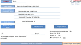 project presentation of smart jacket for coal miners | PPTX