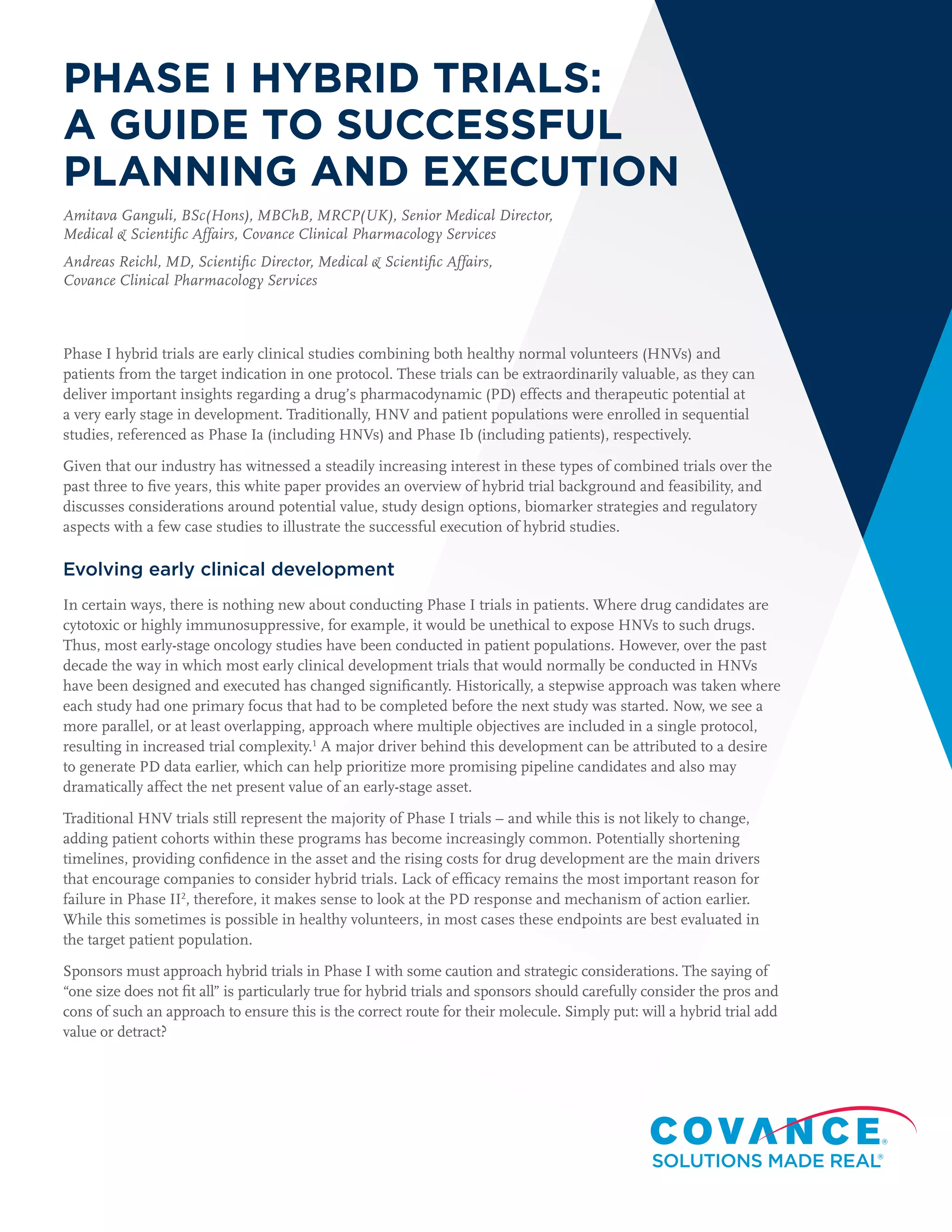 Phase I Hybrid Trials: A Guide to Successful Planning and Execution | PDF
