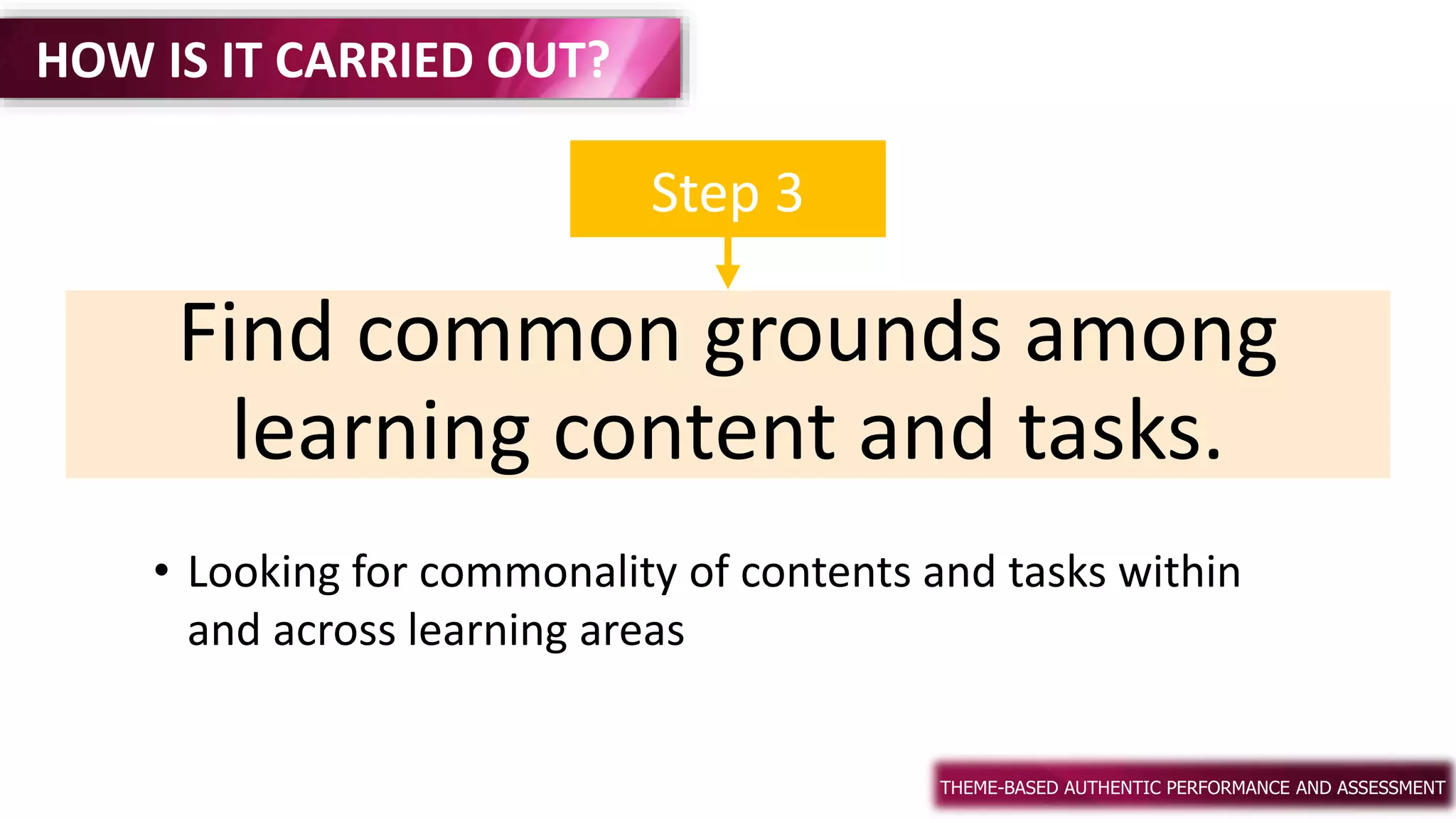 Phase 1 theme-based authentic performance and assessment - determining ...