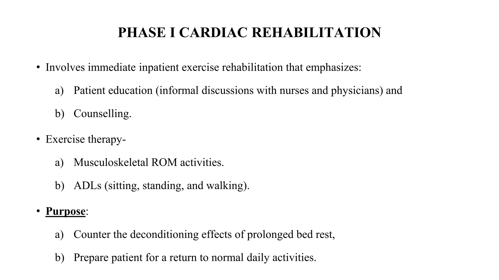 Phase 1of cardiac rehabilitation ppt x | PPTX