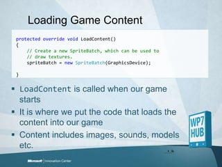 WP7 HUB_XNA | PPTX | Computer Animation | Computer Software and Applications