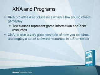 WP7 HUB_XNA | PPTX | Computer Animation | Computer Software and Applications