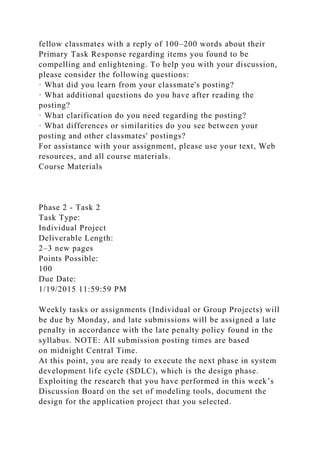Phase 2 - Task 1Task TypeDiscussion BoardDeliverable Length.docx