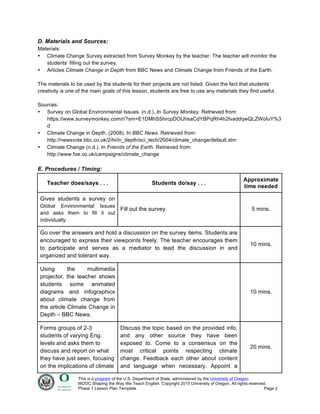 Lesson Plan on Climate Change | PDF