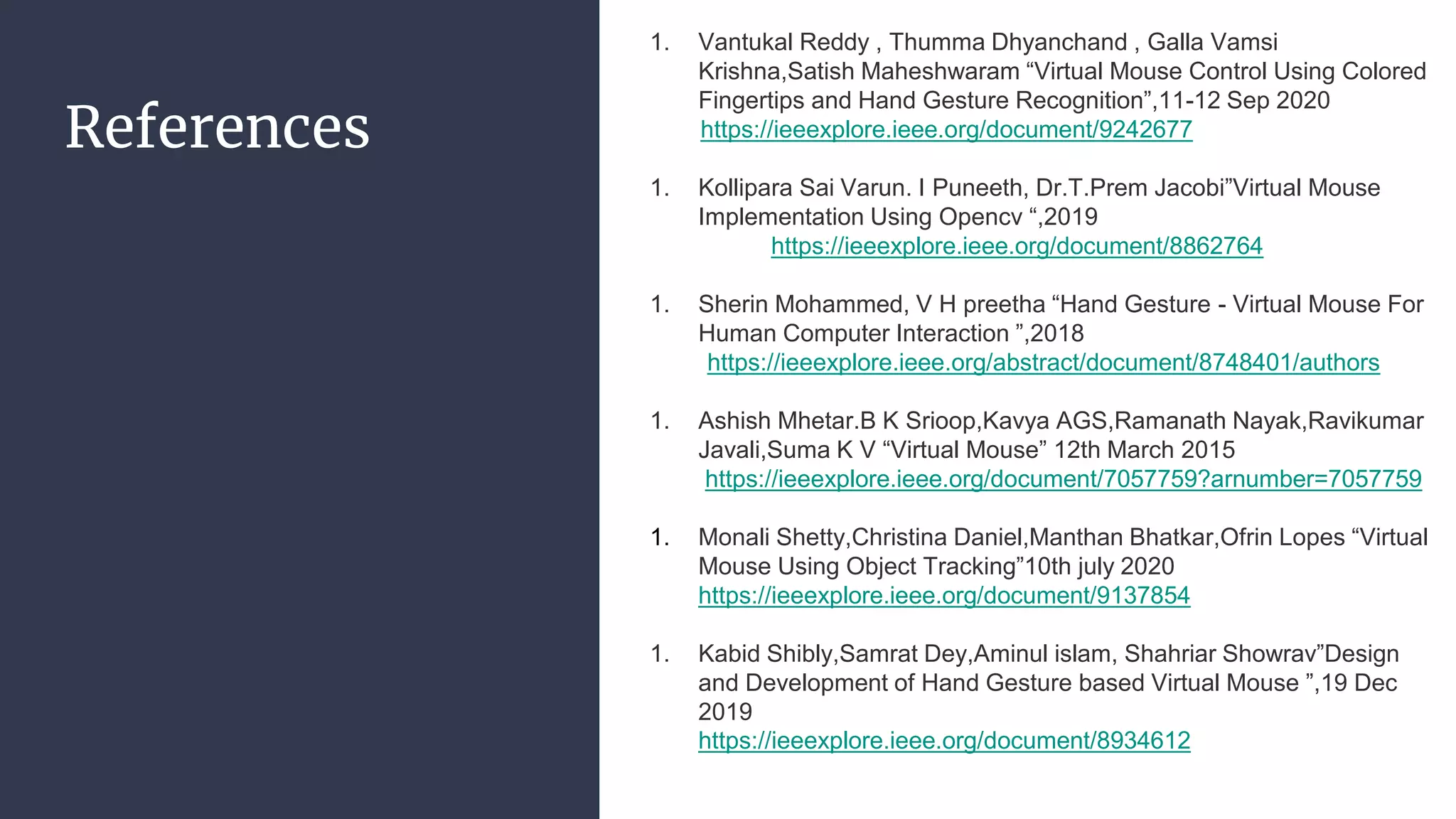 Virtual Mouse using hand gesture recognition | PPTX