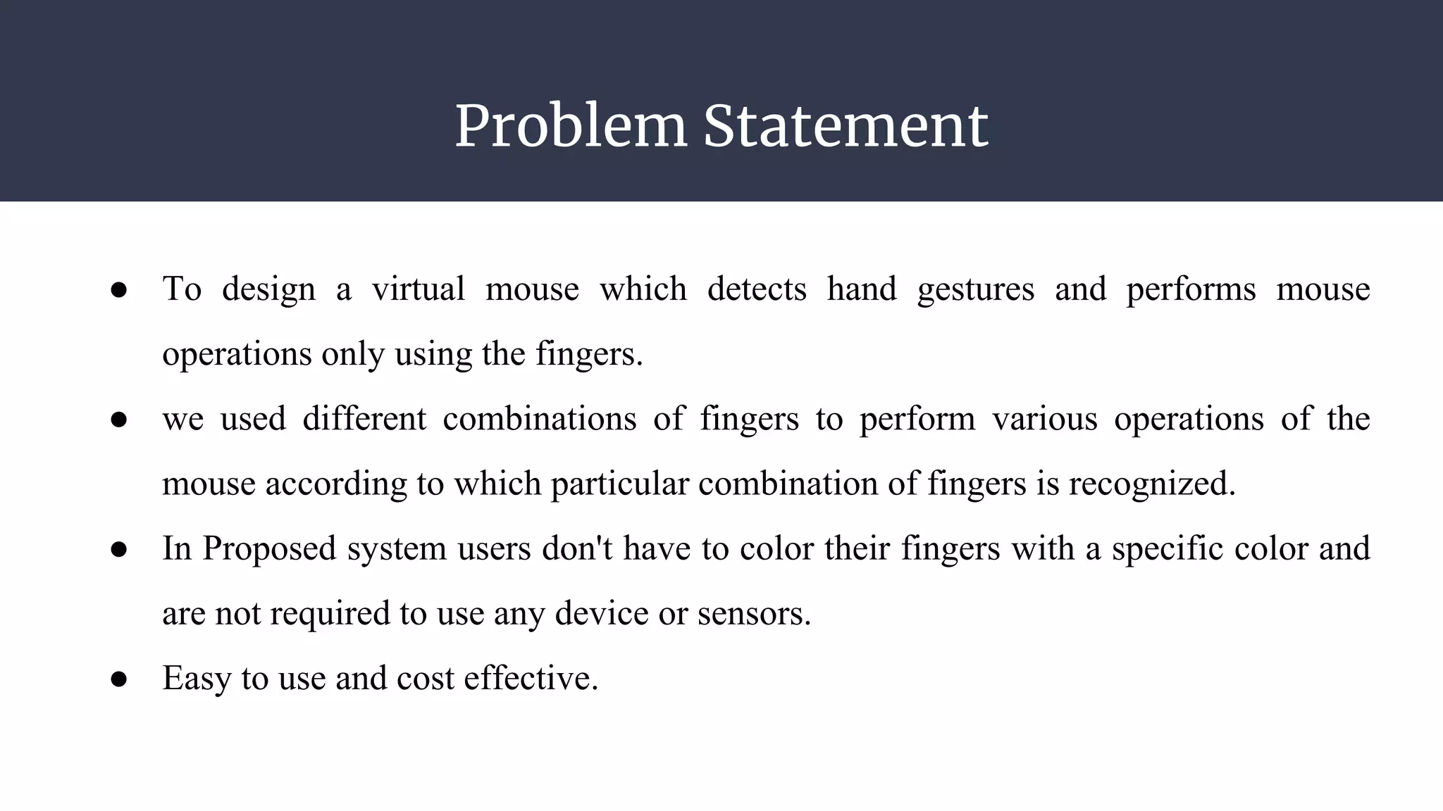 Virtual Mouse using hand gesture recognition | PPTX