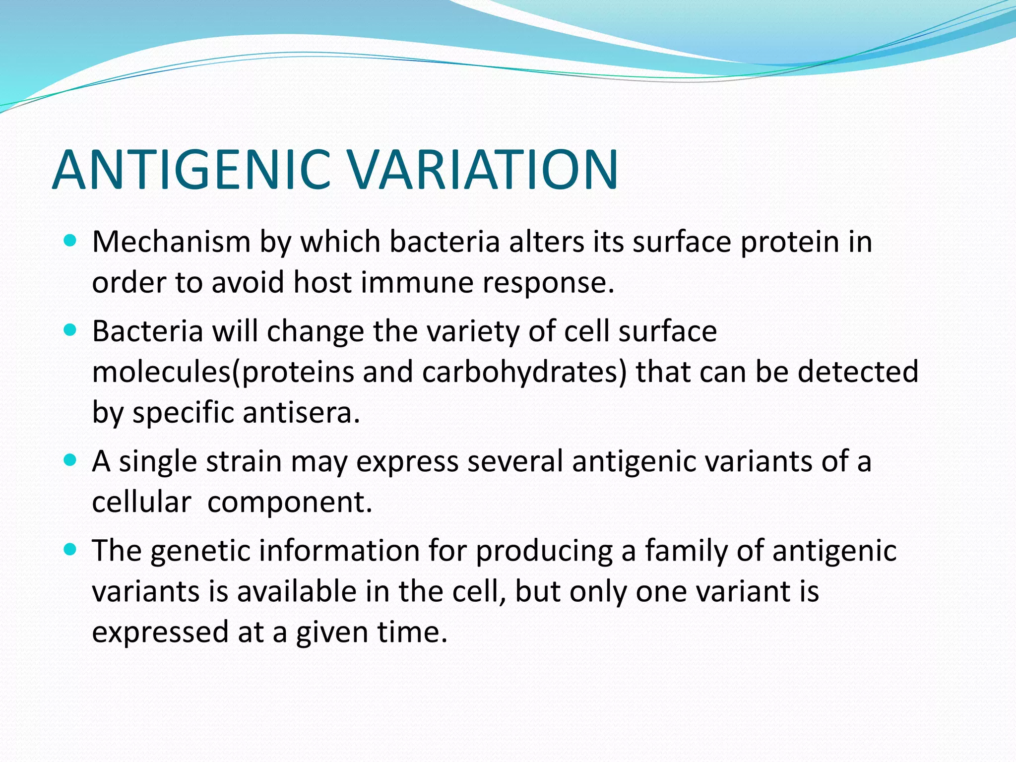 Phase and antigenic variations in bacteria | PPTX