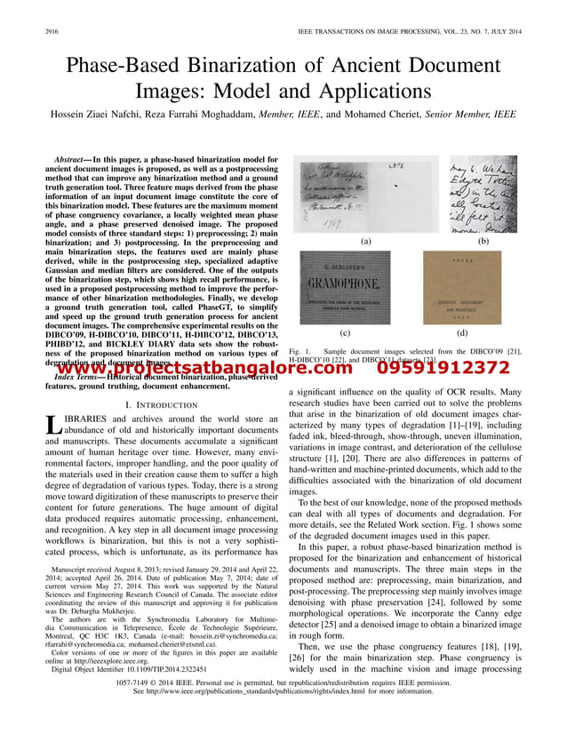 Phase Based Binarization Of Ancient Document Images Model And Applications Pdf