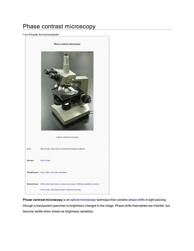 Phase contrast microscopy | DOCX