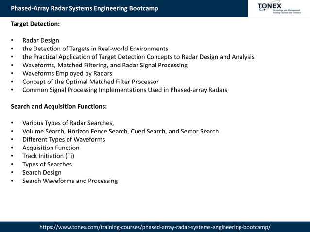 Phased-Array Radar Systems Engineering Bootcamp : Tonex | PPT