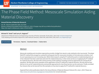 The Phase Field Method: Mesoscale Simulation Aiding Materials Discovery ...