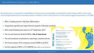 Literature or Organization Study of BPCL | PPTX