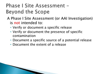 Phase I site assessments and vapor intrusion | PPTX