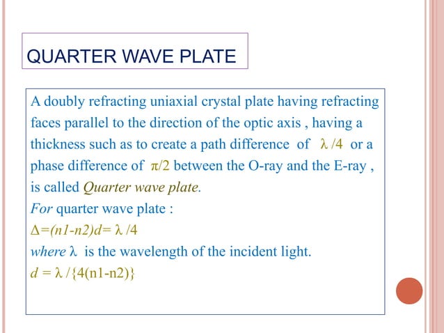 Phase Retardation Plates Ppt Physics Science