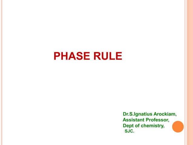 Phase Rule.ppt | Chemistry | Science