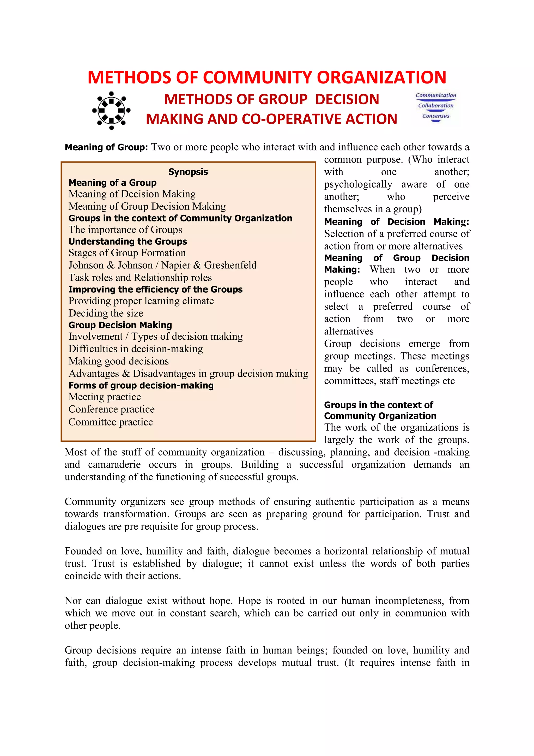 Phases and Methods of Community Organization | PDF