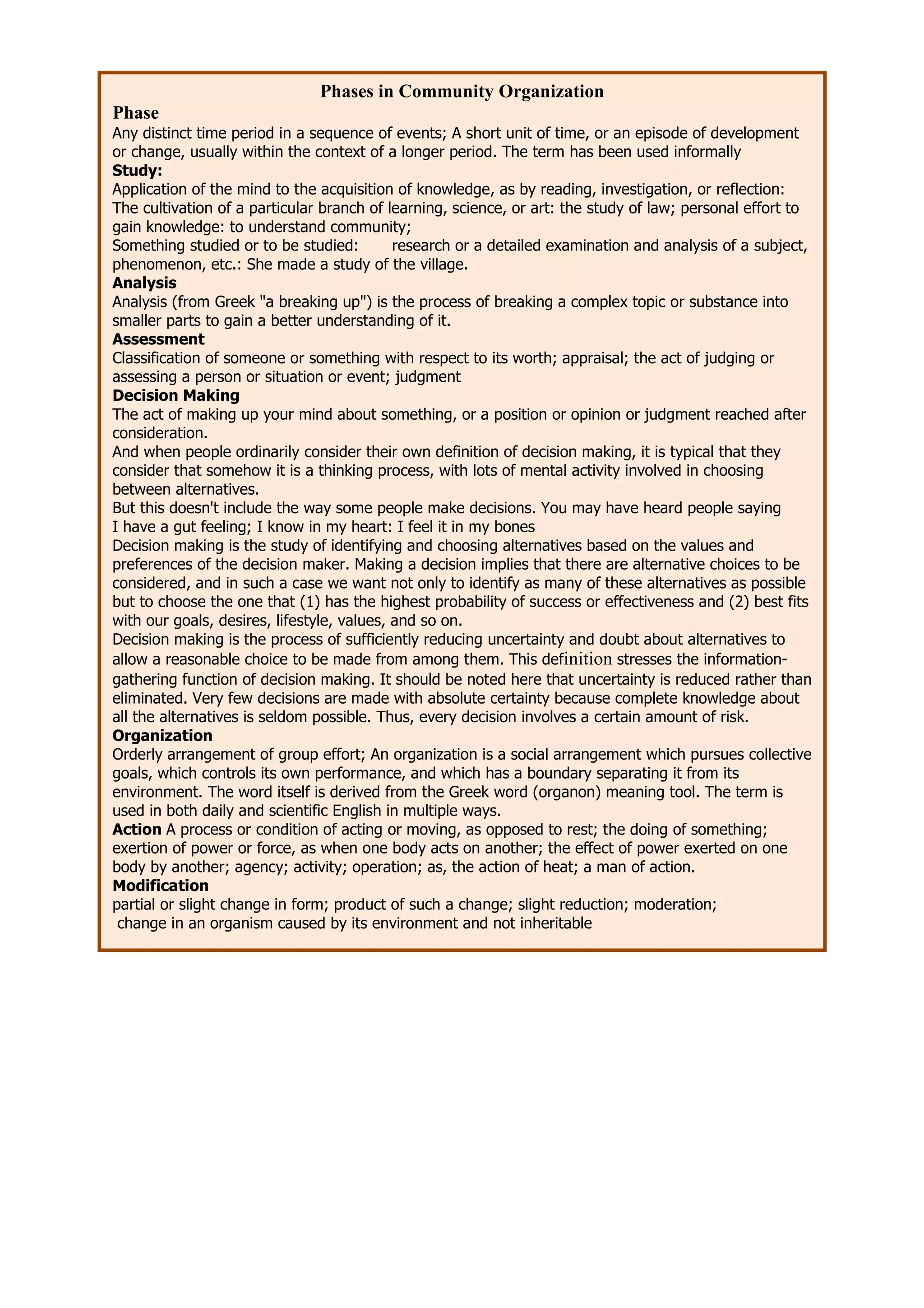 Phases and Methods of Community Organization | PDF