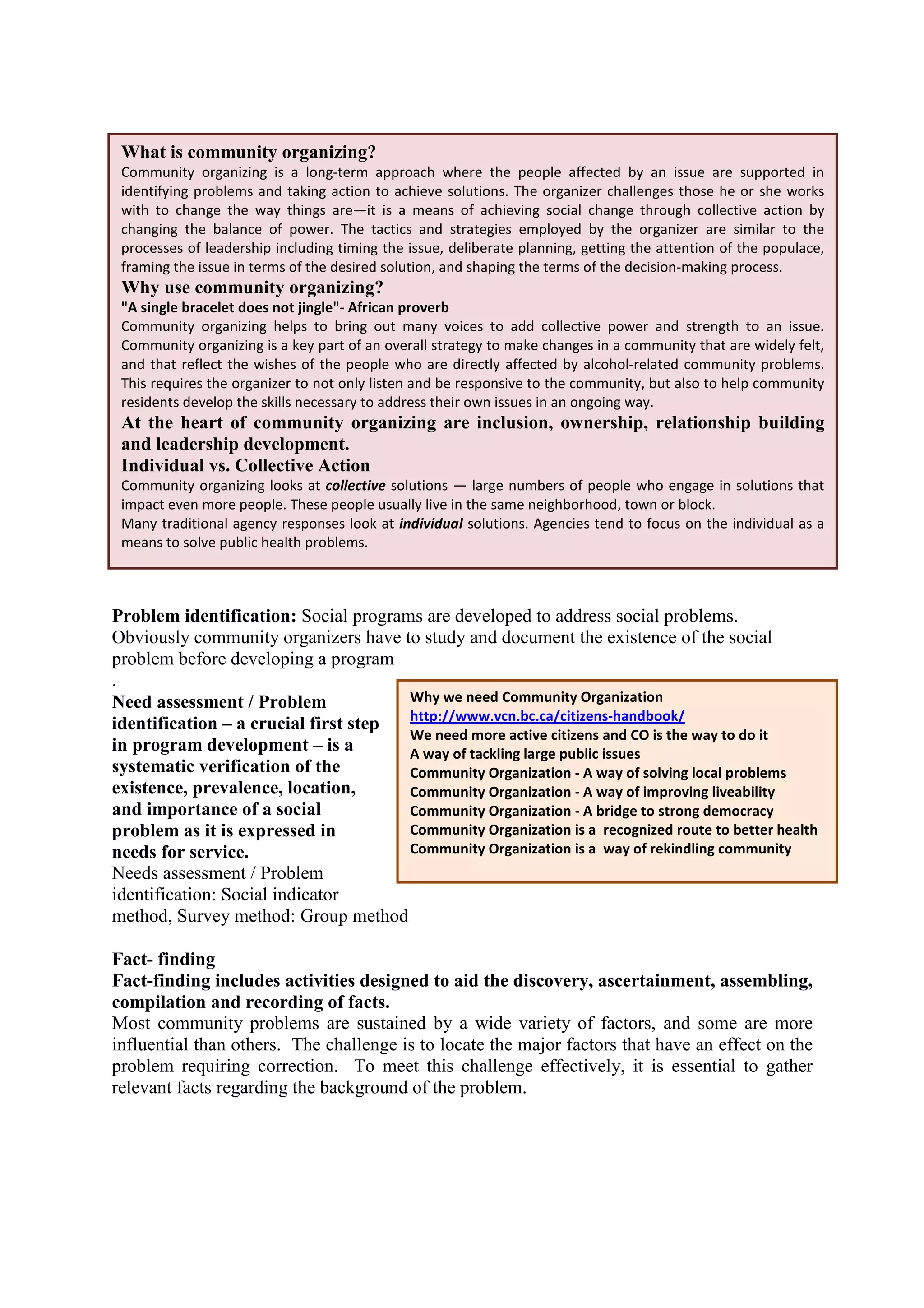 Phases and Methods of Community Organization | PDF