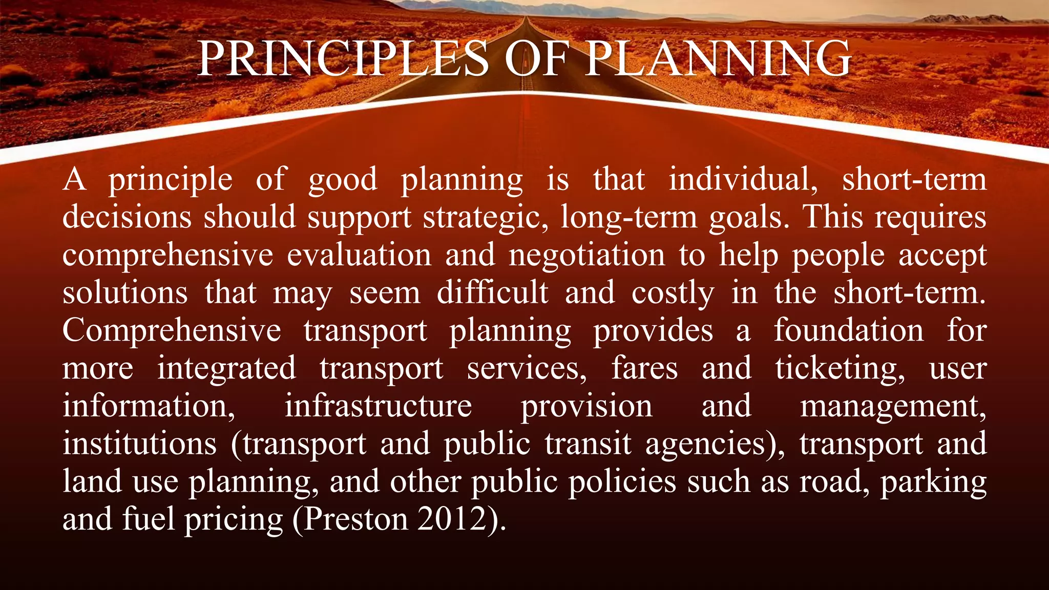 Phases and principles of transportation planning | PDF