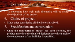Phases and principles of transportation planning | PDF