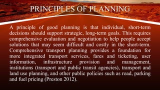 Phases and principles of transportation planning | PDF