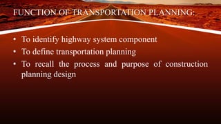 Phases and principles of transportation planning | PDF