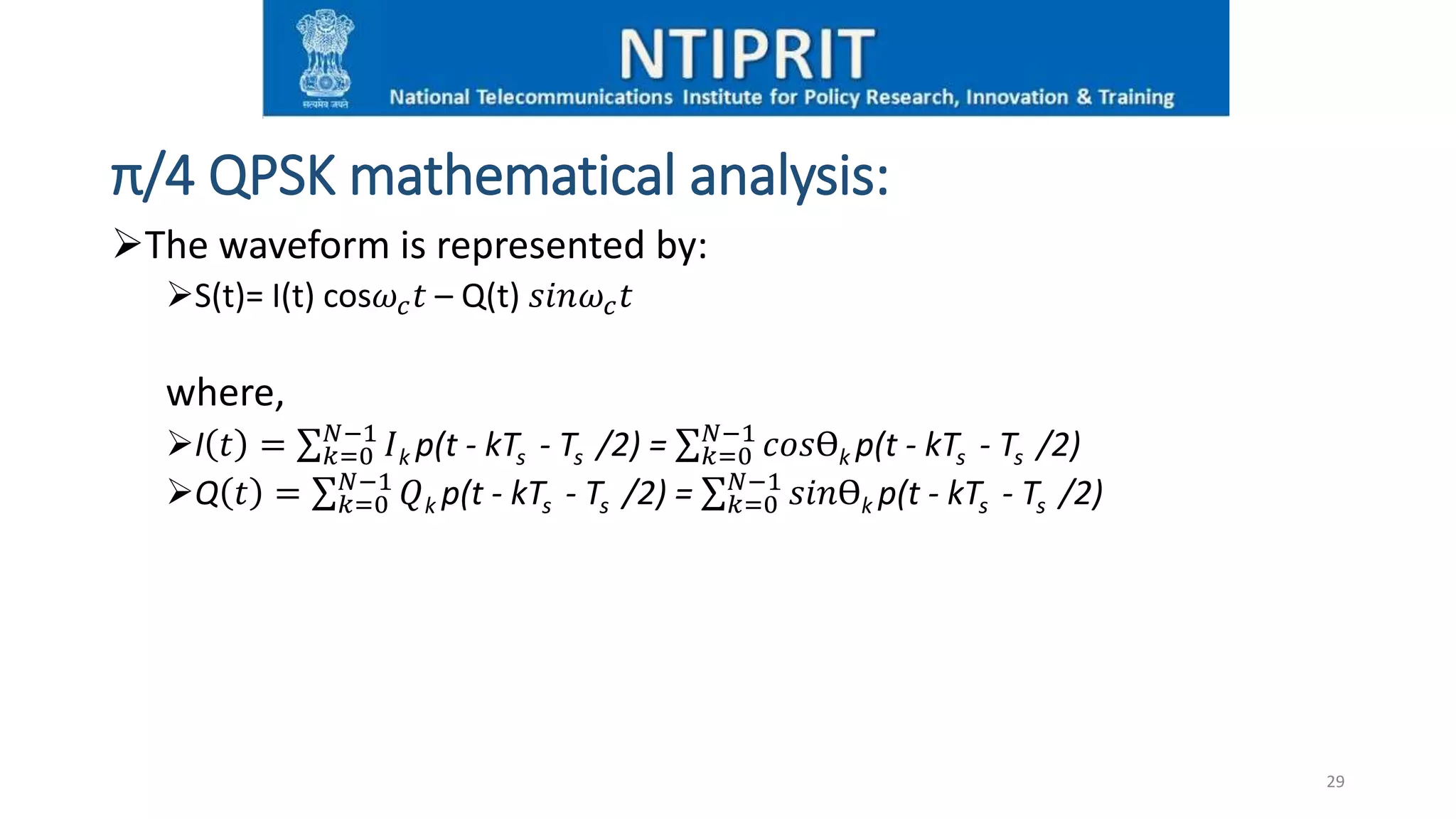Phase Shift Keying & π/4 -Quadrature Phase Shift Keying | PPTX