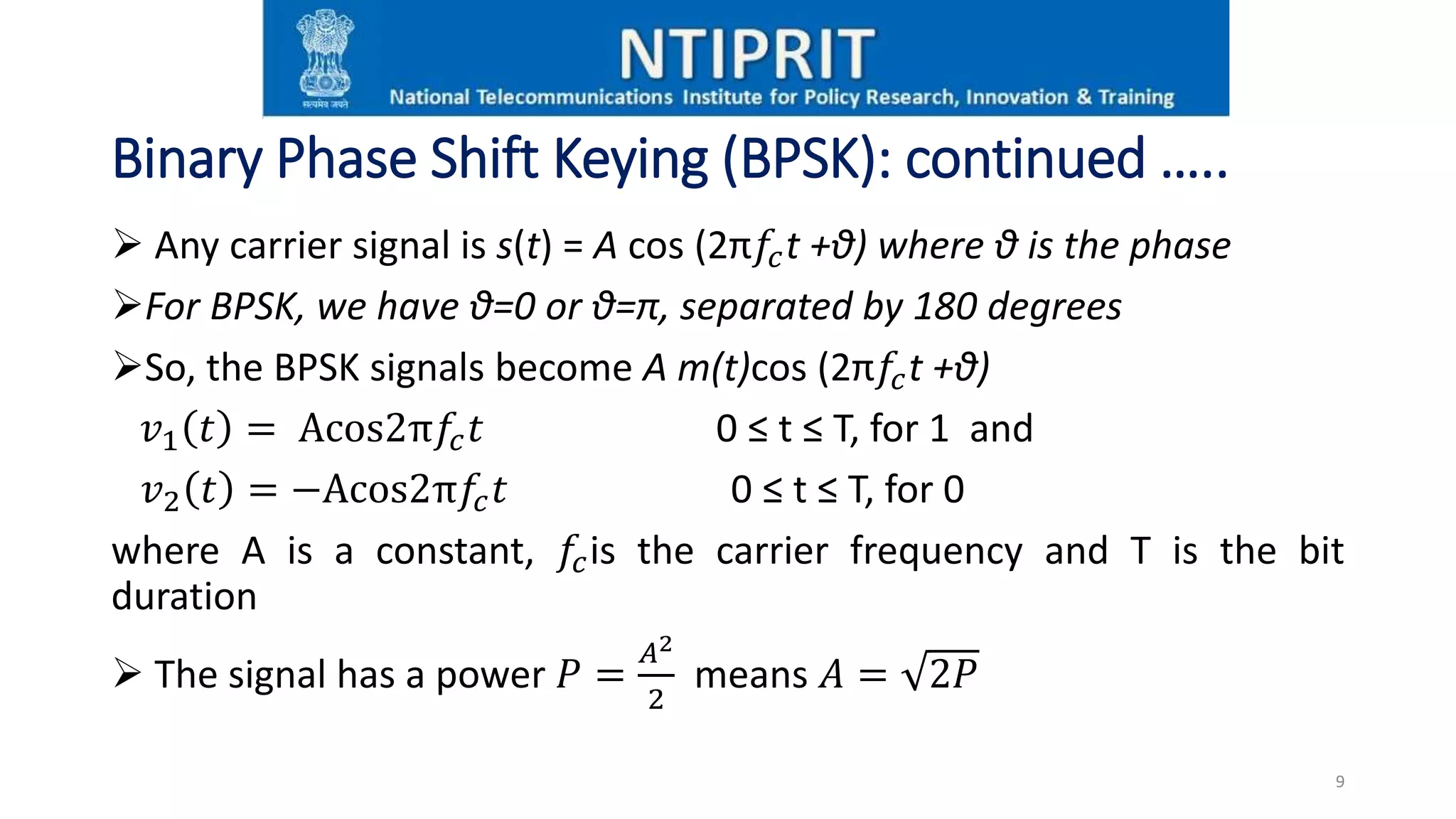 Phase Shift Keying & π/4 -Quadrature Phase Shift Keying | PPTX