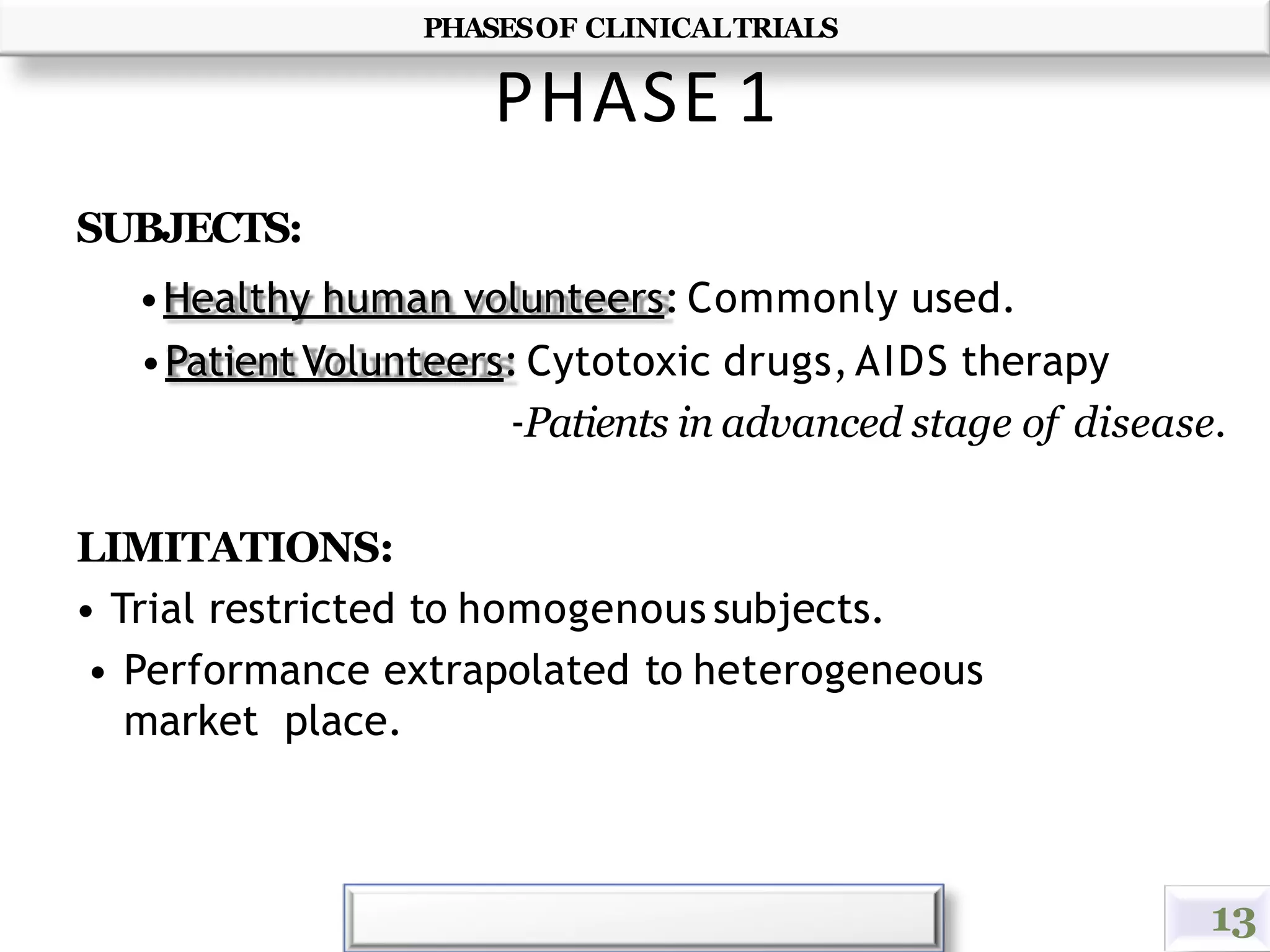 Phases of clinical trials 1,2,3 &4 | PPTX