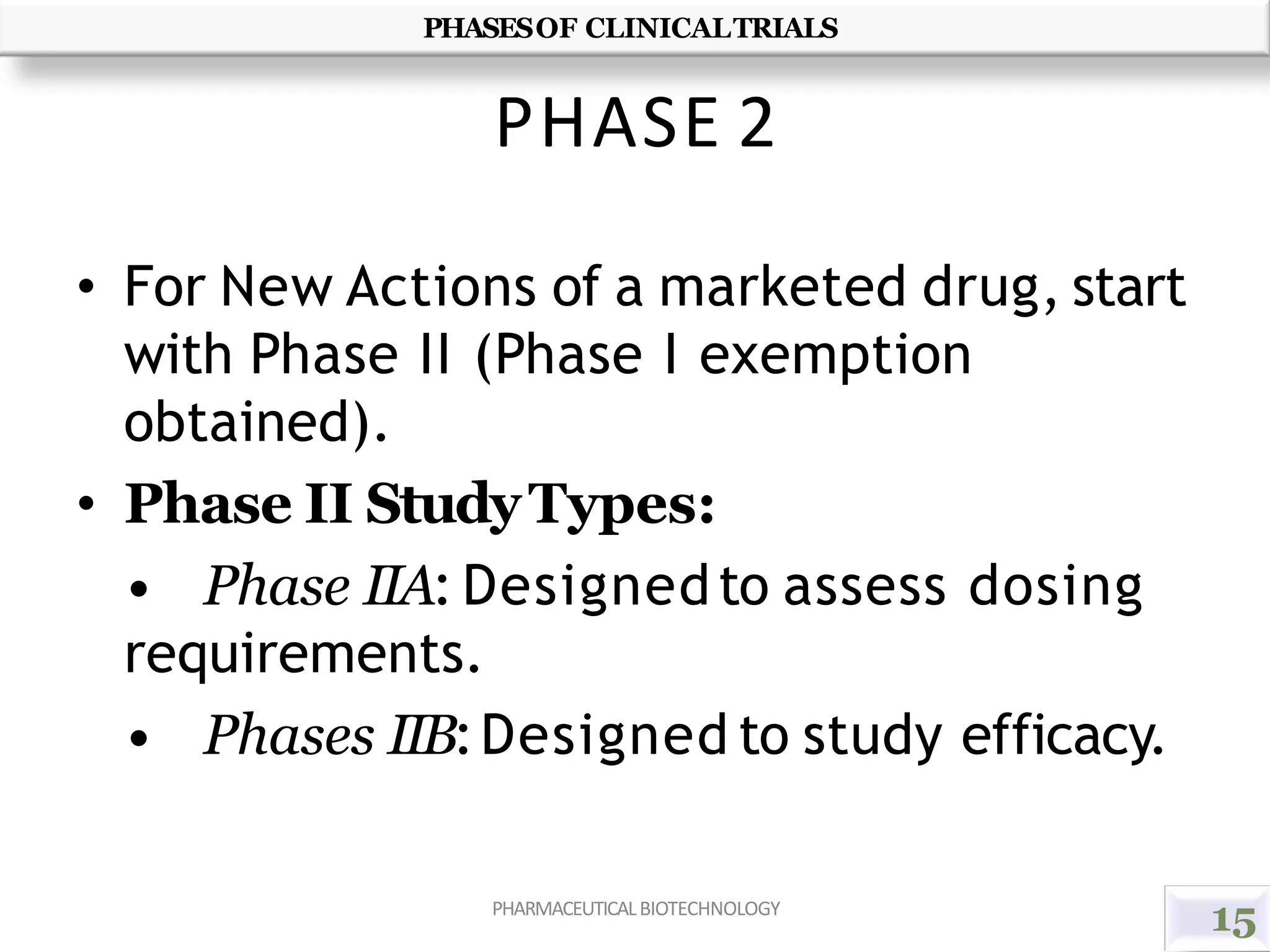 Phases of clinical trials 1,2,3 &4 | PPTX