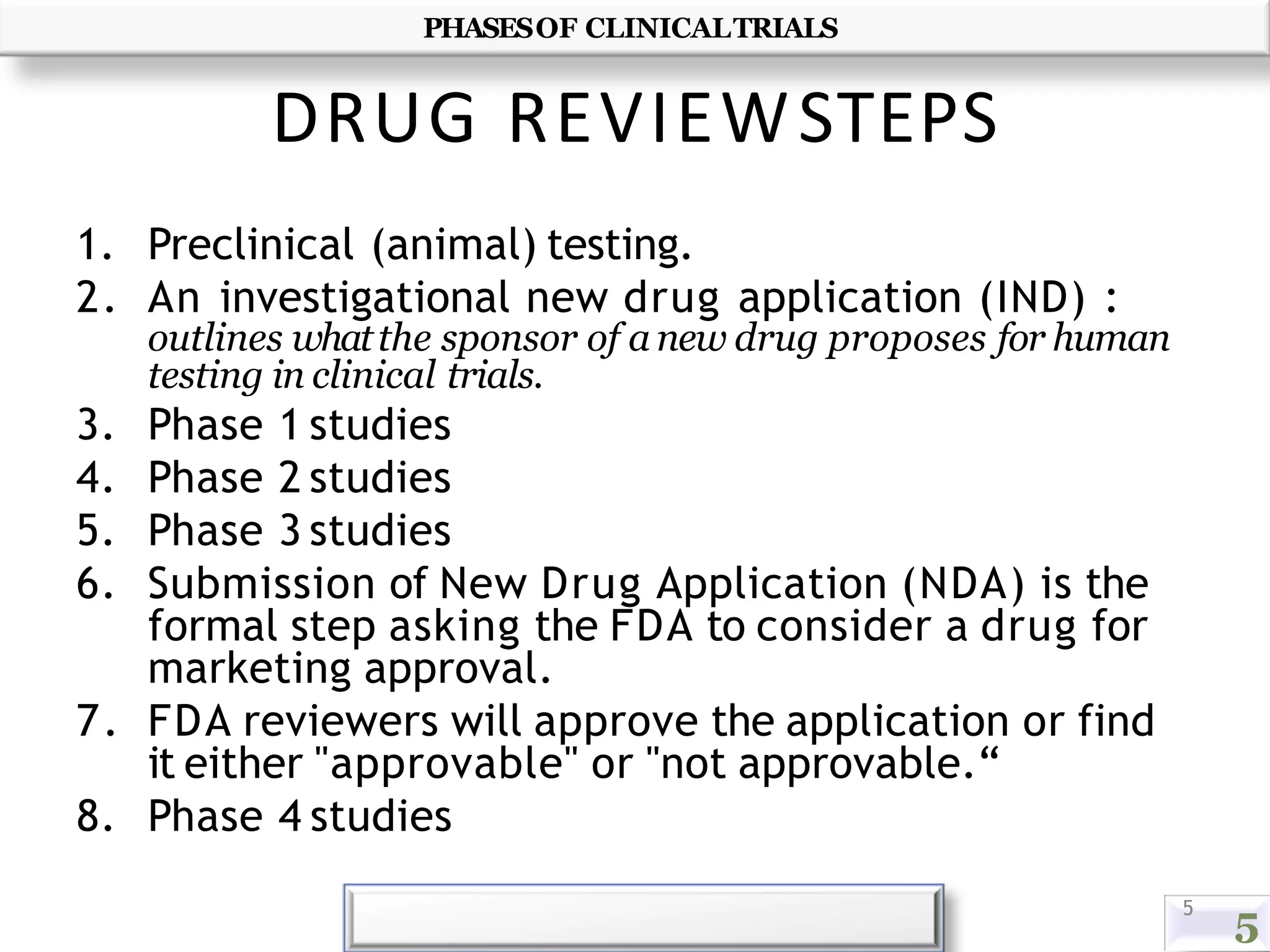 Phases of clinical trials 1,2,3 &4 | PPTX