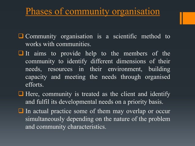 Phases of community organisation | PPTX