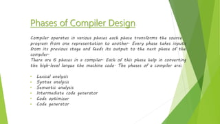 Phases of Compiler.pptx | Programming Languages | Computing