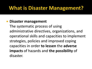 Phases of Disaster Management and Its Applications (Bangladesh) | PPTX