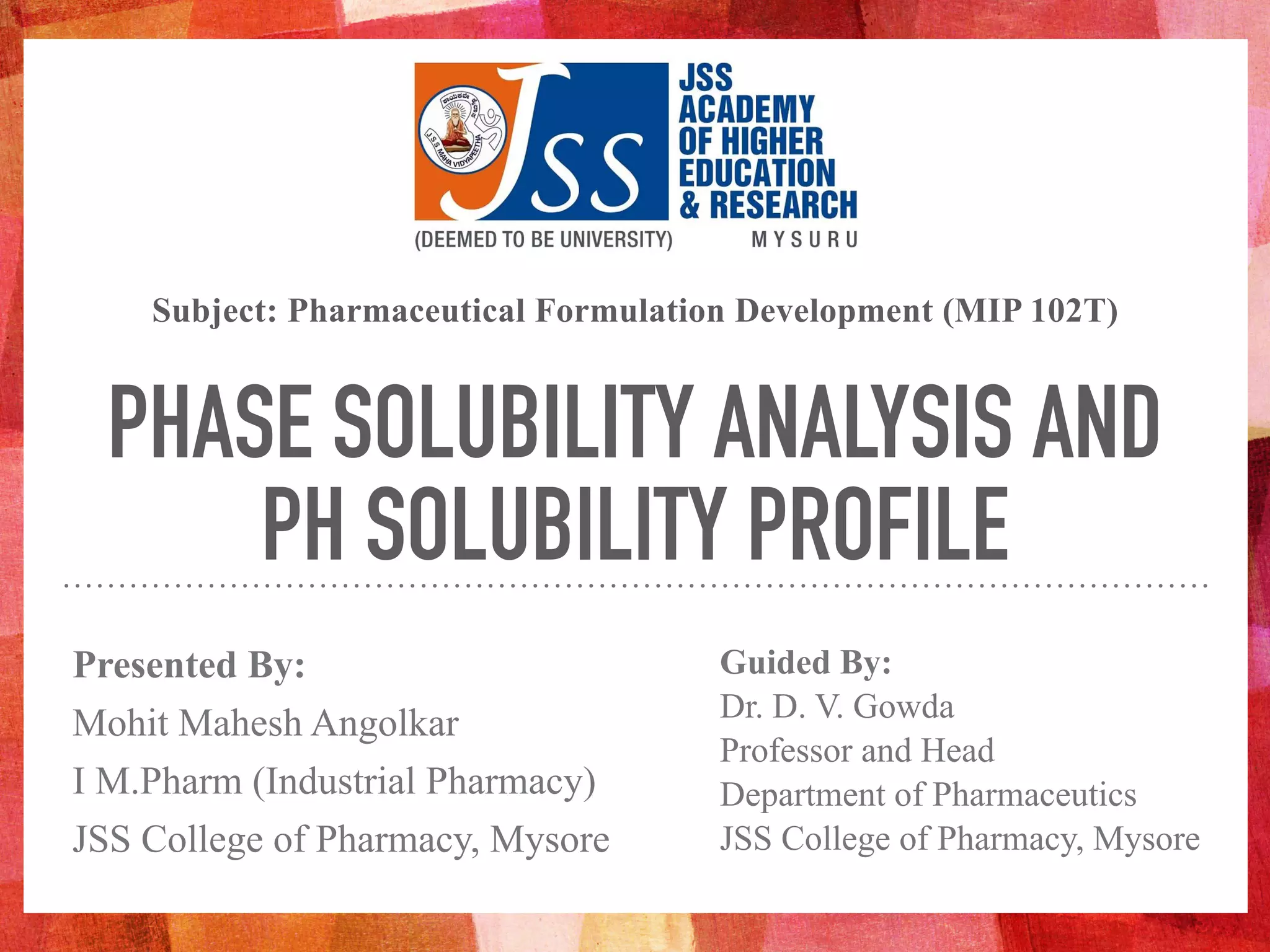 Phase Solubility Analysis And Ph Solubility Profile Pdf