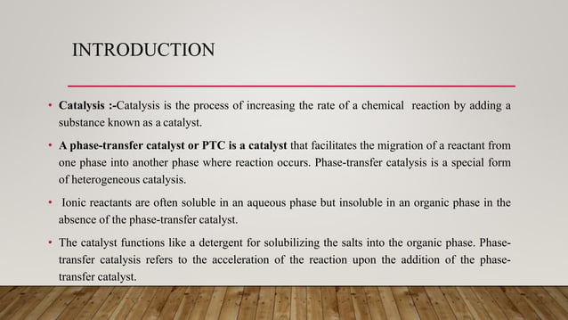Phase transfer catalysis | PPTX | Chemistry | Science